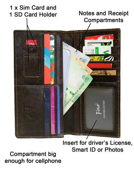 Fino HL-1410 Genuine Leather Windmill Wallet with SD Card Holder & Box