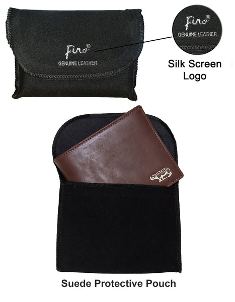 Fino HL-1504 Full Grain Genuine Leather Rhino Print Wallet with Box