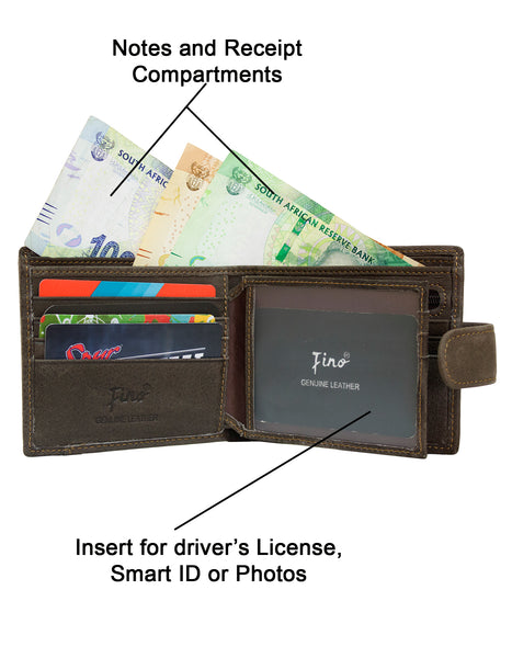 Fino HL-518/RYO Genuine Leather Rhino Wallet with SD Card Holder & Box